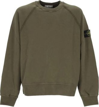Stone Island Homme, Sweatshirts et sweats &agrave; capuche, Vert, Taille: M Sweat &agrave; logo et manches raglan col c&ocirc;tel&eacute;