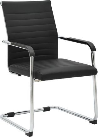 Clp Bürostuhl ergonomisch Hakon, Freischwinger mit Armlehne, verchromtes Metallgestell, schwarzer Besucherstuhl, Konferenzstuhl für Büro, Farbe:schwarz