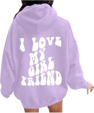 Generic 2026 Sweat &agrave; capuche confortable et confortable avec poches pour la Saint-Valentin, violet, 3XL