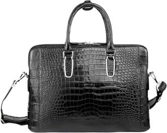 Generic Authentique v&eacute;ritable peau dalligator pour hommes daffaires avec fermeture &eacute;clair sur le dessus, sac &agrave; main en cuir de crocodile v&eacute;ritable pour homme