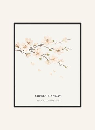 Liv Corday Wandbild Kirschbl&uuml;te, Florale Komposition Mit Rahmen schwarz