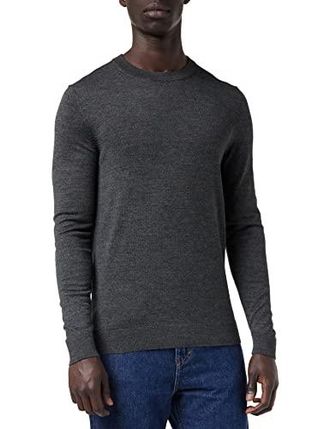 Selected BLACK Slhtown Merino Coolmax Knit Crew B Noos Sweater - M&eacute;lange de gris moyen. - S