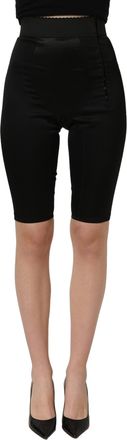 Dolce & Gabbana Womens Black Nylon Highwaist Elastic Waistband Shorts Elastane