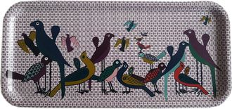 Images d'Orient Images dOrient Serviertablett, rechteckig, für Tee, Kaffee, Espresso aus Birkenfurnier, Vogel, Paradies, Vintage, 32 x 15 cm