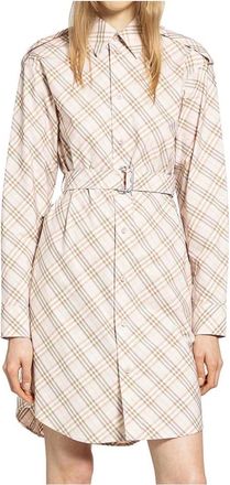 Burberry Femme, Robes, Rose, Taille: 32 FR Check Cotton Shirt Dress