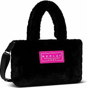 Replay petit sac à main femme en fausse fourrure, noir 098 (noir), taille unique