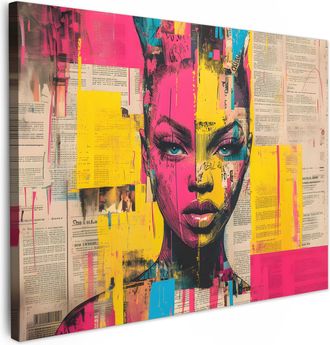 MuchoWow &copy; Bild auf Leinwand 80x60 cm Schlafzimmer Bilder Badezimmer Wand Deko Wohnzimmer Modern Wanddeko Bilderwand Geschenk Gesicht Einer Frau - Zeitungspapi