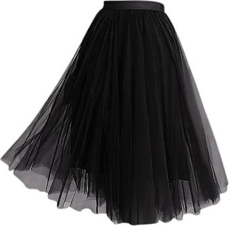 Generic 2025 Jupe plissée taille haute élastique pour femme, Noir, M