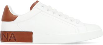 Dolce & Gabbana Mens Portofino Leather Sneakers White Calf Trainers