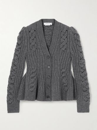 Alexander McQueen Cardigan En Laine Et Cachemire M&eacute;lang&eacute;s &Agrave; Mailles Torsad&eacute;es - Gris