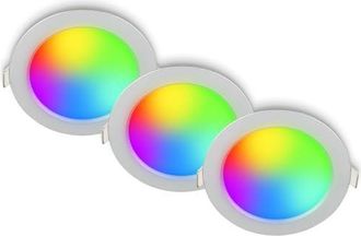 Briloner 3er Set LED Einbaustrahler 230V mit Fernbedienung, dimmbar, RGB, CCT wamweiß bis kaltweiß, LED Spot, Deckenspots, Einbauleuchten, Badezimmer, Einbausp