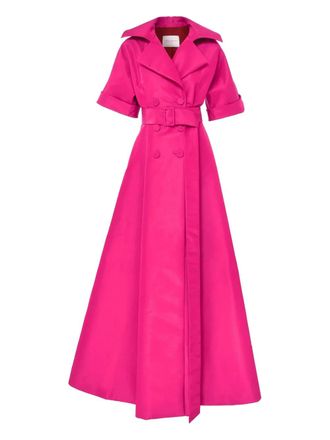 Carolina Herrera robe longue ceinturée à manches courtes - Rose