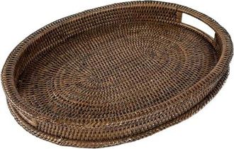 La Porcellana Bianca LA PORCELLANA Bianca - Botanio Braunes Tablett, oval, 45 x 35 x 5 cm, Rattan
