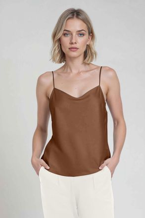 Neu Nomads Damen vegan Top Camisole Cowl Neck Cognac Braun