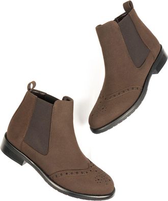 Will&rsquo;s Vegan Store Damen vegan Chelsea Boots Brogue Dunkelbraun