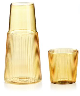 IVV narciso carafe with pleated glass in yellow borosilicate glass cl-60+23