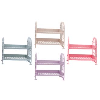 BESPORTBLE 4 Stück Doppelstöckiges Kunststoff Aufbewahrungsregal Bohrfreies Mehrschichtregal für Küche und Badezimmer Praktisches Organizer Regal für Kosmetik un