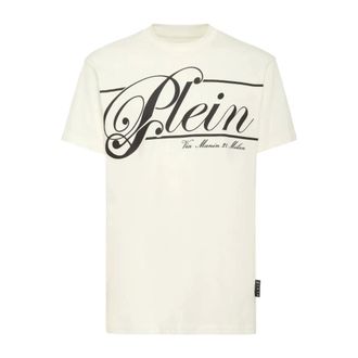Philipp Plein Homme, Tops, Blanc, Taille: XL T-shirt en coton avec imprim&eacute; graphique