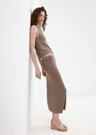 Mango Rock mit Kn&ouml;pfen und seitlicher &Ouml;ffnung mittelbraun - Damen - XS - MANGO