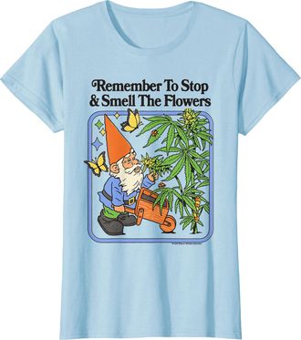 Steven Rhodes Flowers 420 Gnome Sarcastic Retro Vintage Funny Adult Humor T-Shirt