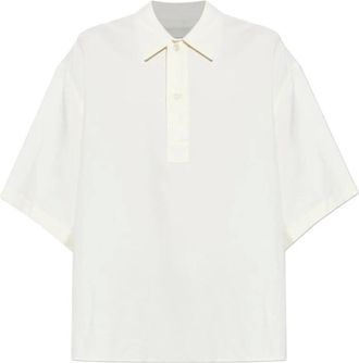 STUDIO NICHOLSON Homme, Tops, Blanc, Taille: S Polo &agrave; Manches Courtes avec D&eacute;tails de Boutons