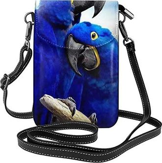 IUBBKI Blue Parrot Hugging Cell Phone Purse - Small Crossbody Leather Wallet Women Shoulder Straps Bag Carry Card Cosmetics