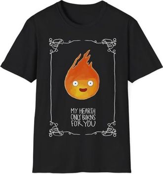 Generic My Heart Only Burns for You Calcifer T-Shirt Homme Noir, Noir, XXL