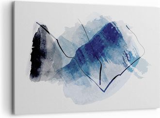 Arttor Bilder auf Leinwand 100x70cm Leinwandbild Blau Schwarz Abstraktion Groß Wanddeko Bild Schlafzimmer Küche Deko Wandbilder Dekoration Wohnzimmer Wall De