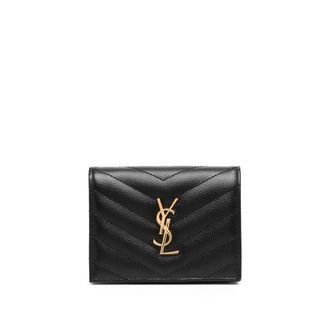 Saint Laurent Pebbled Logo Plaque Cardholder