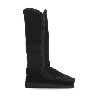 Mou Schwarze Schaffell H&auml;kelstiefel - - Shoes - Damen - Schwarzk - 41 EU