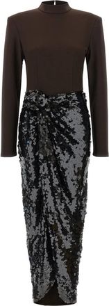 Rotate Rotate Birger Christensen - Robe Mi-longue Nou&eacute;e - Femme - Robes - Brun - Taille: 40 FR