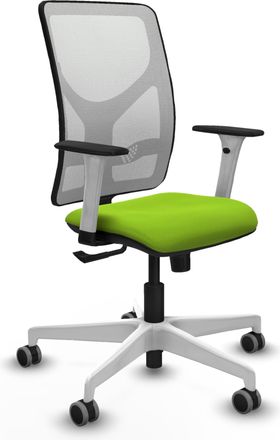 Piqueras y Crespo B&uuml;rostuhl aus Netzstoff mit wei&szlig;en und schwarzen Armlehnen, h&ouml;henverstellbare Lendenwirbelst&uuml;tze, ausgestattet mit 3 Positionen und Schneideschaum, We