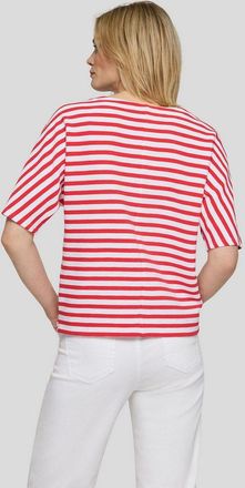 Rabe Rundhalsshirt im Streifen-Look und mit Glitzer-Druck
