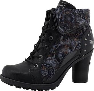 Mustang Jeans Bottes pour femme avec motif floral abstrait 15M0162011, Noir/multicolore, 36 EU