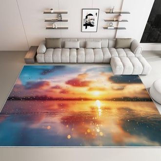 Generic Tapis Lavable &agrave; Poils Courts, Tapis Antid&eacute;rapant Doux Surr&eacute;alisme Nuages Soleil Spectre pour Salon Salle &agrave; Manger Chambre &agrave; Coucher et Bureau - D&eacute;cora
