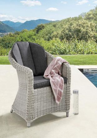 Destiny Gartensessel Malaga 2er Set, Polyrattan + Aluminium, Vintage wei&szlig;