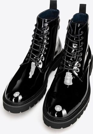 Wittchen Herren-Kampfstiefel aus Lackleder, schwarz