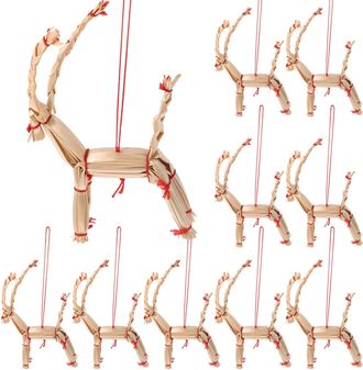 Cabilock Weihnachtliche Strohanh&auml;nger REH 10 St&uuml;ck Weihnachtsbaumdeko Vintage Wohnkultur f&uuml;r Festliche Party und Zuhause