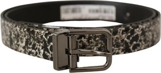 Dolce & Gabbana Lederg&uuml;rtel mit Marmorprint - - Accessories - Herren - Schwarzk - 90 CM