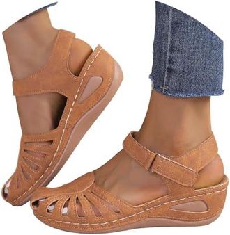 Generic Sandales à bout fermé pour femme, sandales larges pour femme, sandales de pêcheur à plateforme, sandales de sport creuses et respirantes, chaussures d