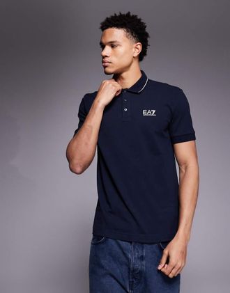 Emporio Armani Armani - EA7 - Polo &agrave; manches courtes - Bleu fonc&eacute;