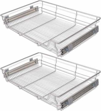vidaXL 2x Panier Treillis M&eacute;tallique 800 mm Argent&eacute; Panier de Rangement