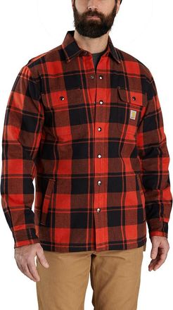 Carhartt Work in Progress Herren Relaxed Fit Flannel Sherpa-Lined Shirt Jac Hemd mit Button-Down-Kragen, Bordeaux Heather, Klein