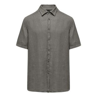 Bomboogie Homme, Chemises, Gris, Taille: M Linen Short Sleeve Shirt