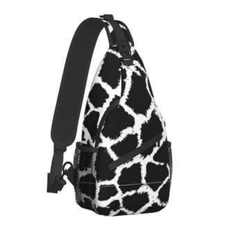 AOOEDM Umhängetasche mit Giraffenhautmuster in Schwarz und Weiß für Damen und Herren, Umhängetaschen mit Tierdruck, lässiger Sling-Rucksack, Brusttasche, Rei