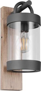 Trio Leuchten Außen Wandleuchte Sambesi 204160135, Aluminium Druckguss Anthrazit mit Holznachbildung, exkl. 1x E27, Holzfarbig