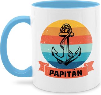 Shirtracer Tasse Tassen 325ml - Geschenk zum Vatertag - Papitän - Anker - 325 ml - Hellblau - papitän vatertagstasse vatertagsgeschenk kaffeetasse vatertagtasse 