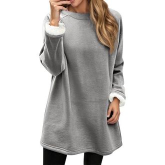 Generic Pull en polaire pour femme - Pull dhiver chaud - Manches longues - Col rond - Sweat dhiver doubl&eacute; en peluche - Confortable et doux - Couleur unie - Pu
