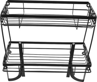 BESPORTBLE Homoyoyo Platzsparendes Schwarzes Doppellagiges Wc Regal aus Stabil und Abnehmbar Modernes Badezimmer Organizer ohne Bohren Vielseitiges Aufbewahrungs