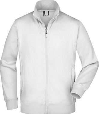 James & Nicholson Sweatjacke - Klassische Sweatjacke mit Stehkragen f&uuml;r Damen und Herren | Farbe: white | Gr&ouml;sse: 3XL